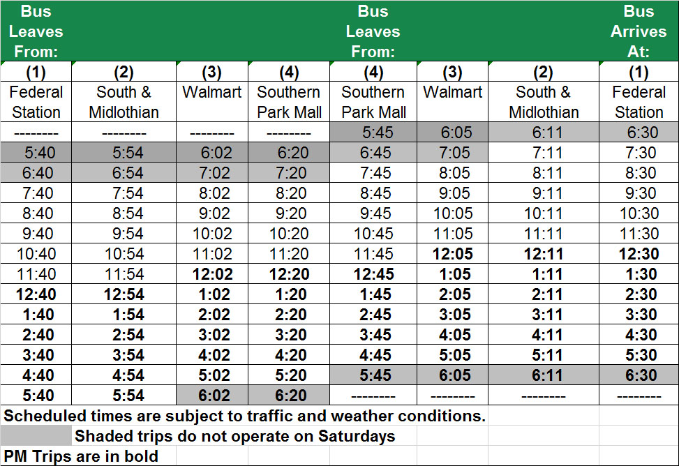 Route #5 South | Western Reserve Transit Authority: WRTA
