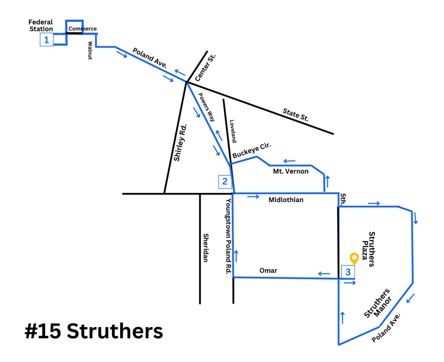 Route #15 Struthers - Western Reserve Transit Authority: WRTA