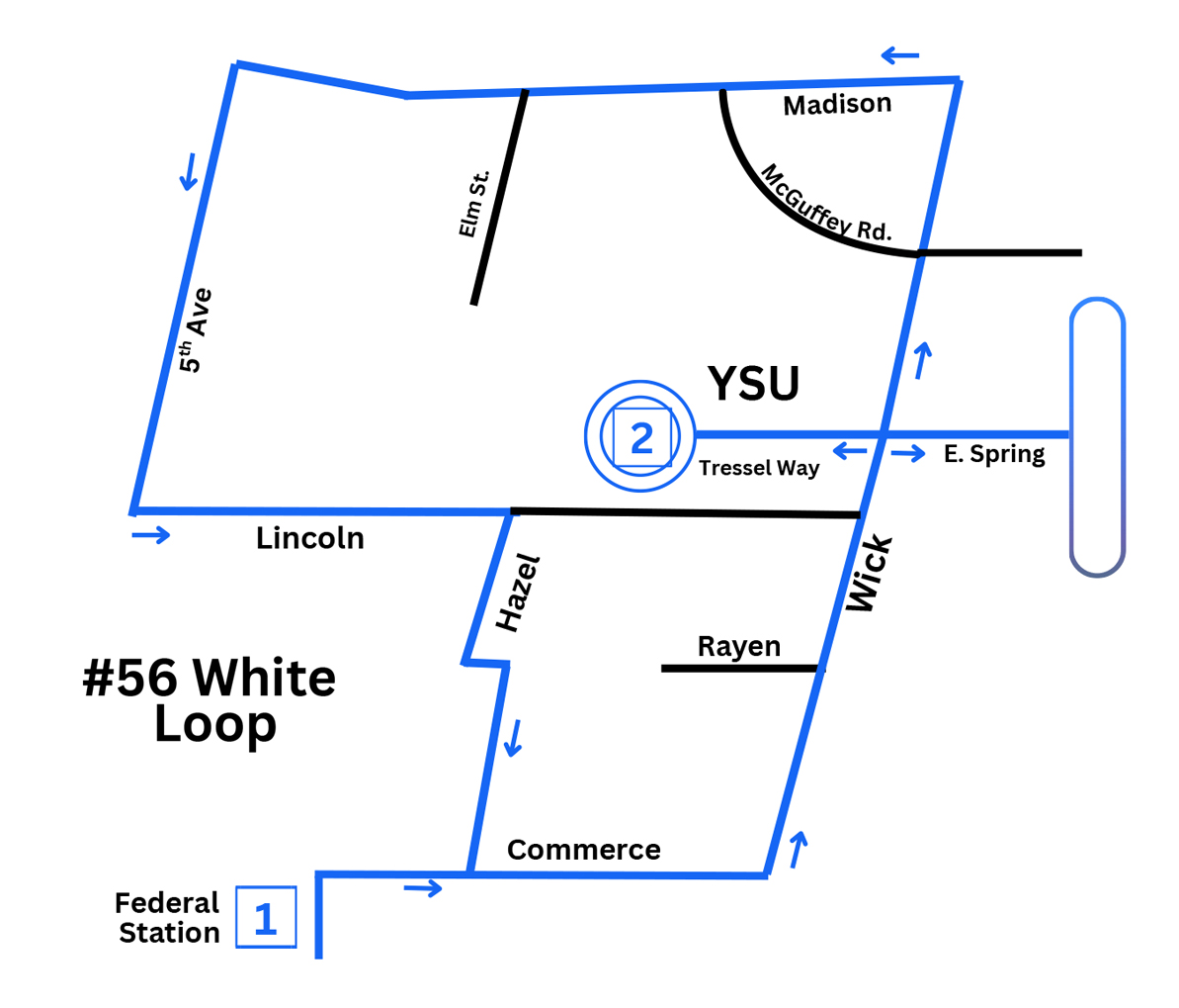 Route #56 YSU White Loop - Western Reserve Transit Authority: WRTA